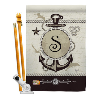 Nautical S Initial Coastal Nautical House Flag Set, 28" X 40" X 0.1 ...