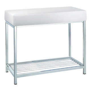 DW 77 White Leather Bench in Chrome - Contemporary - Shower Benches ...