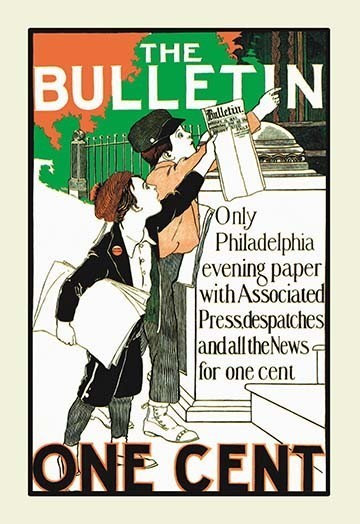 The Bulletin - One Cent, 20" x 30" - Traditional - Prints And Posters ...