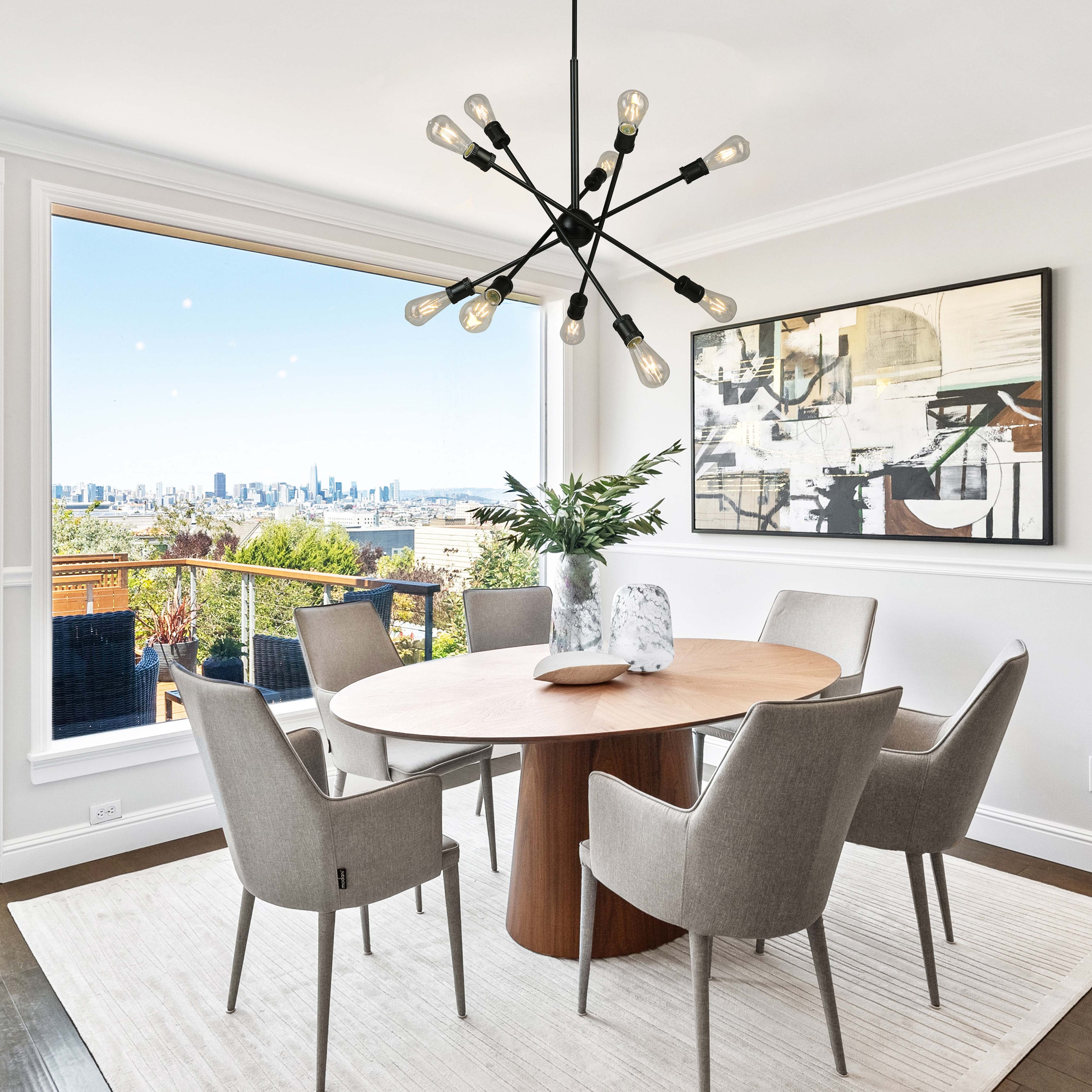 10-Light, 60W Open Bulb Pendant, Black - Industrial - Chandeliers - by ...