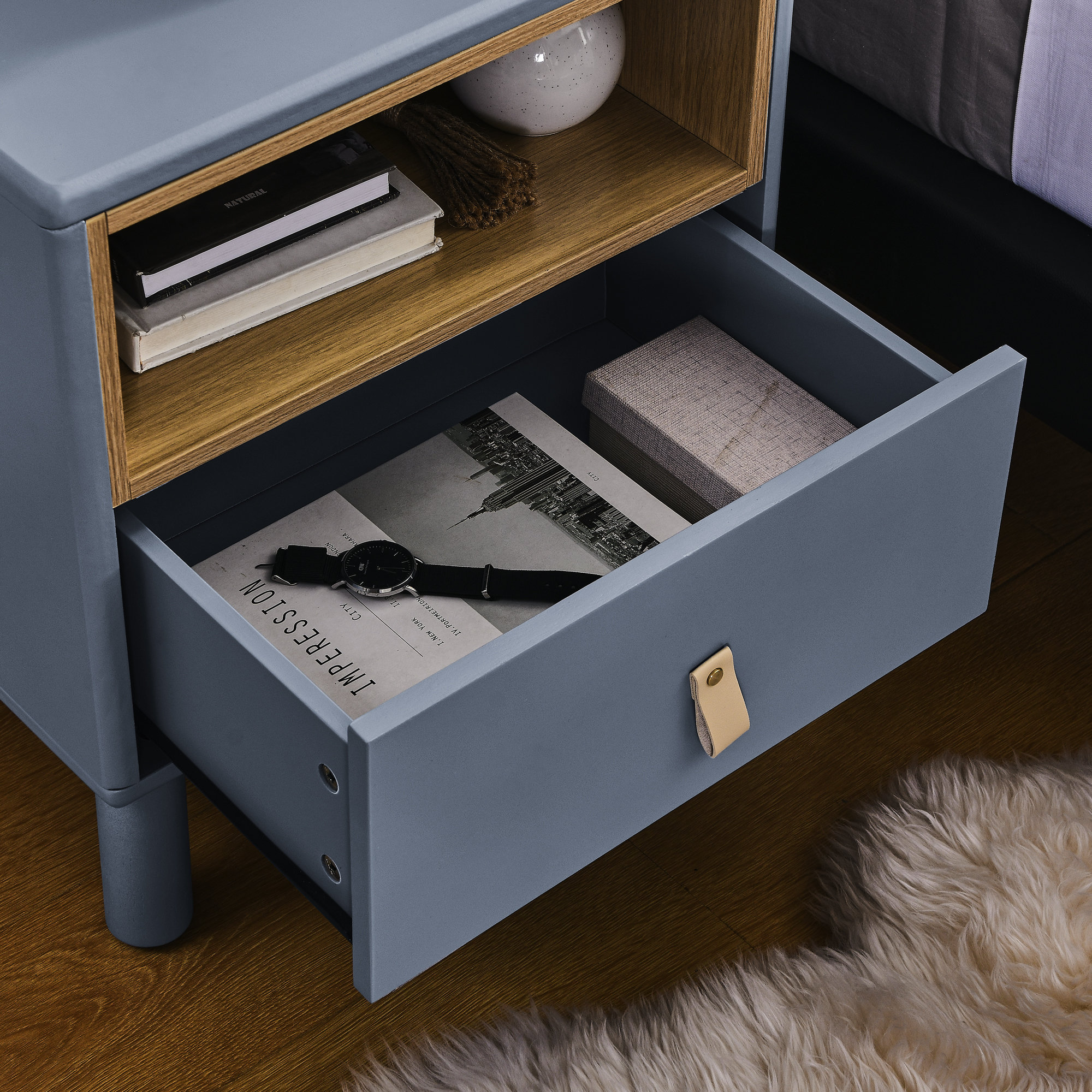 TATEUS Single drawer bedside table, modern style bedside table ...