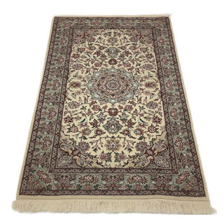 Kaoud Rugs 3X5 Rectangle Ivory Tabriz Area Rug - Traditional - Area ...