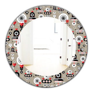 Designart Pattern Amusing Lovers Robots Frameless Oval Or Round Wall ...