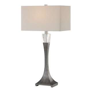 Sleek Industrial Tapered Curved Iron Table Lamp 33 in Gray Metal Silver ...