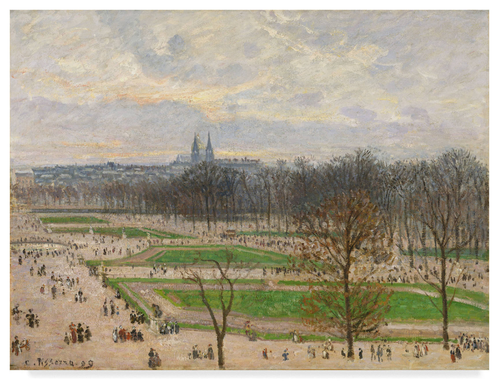Camille Pissarro 'Tuileries On A Winter Afternoon' Canvas Art, 47"x35" - Traditional - Prints ...