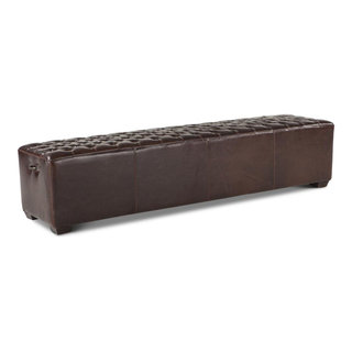 78-Inch Long Leather Bench with Diamond Stitched Detailing, Belen Kox ...