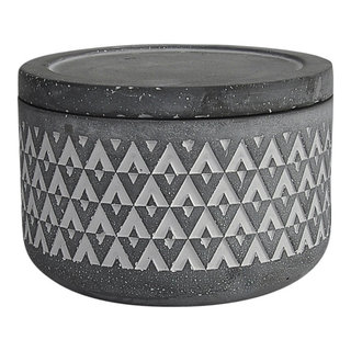 Cem, 5" Covered Aztec Jar, Gray - Scandinavian - Decorative Jars And ...