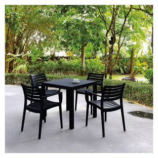 Compamia Artemis 5 Piece Square Resin Patio Dining Set in White ...