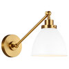 Wellfleet Single Arm Dome Task Sconce, Matte White and Burnished Brass ...