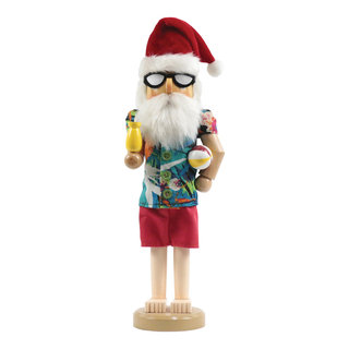 15" Beach Time for Santa Nutcracker - Beach Style - Holiday Accents And ...