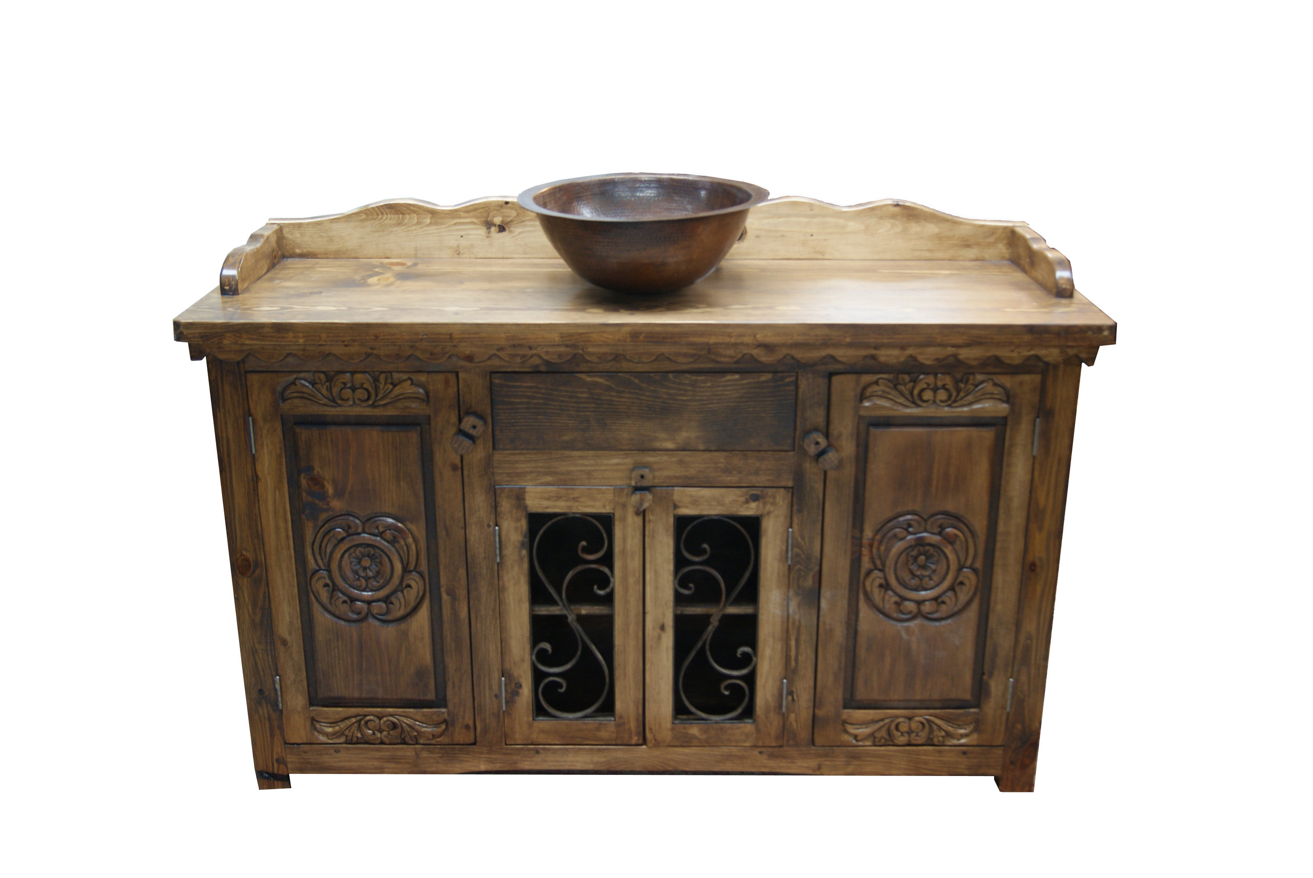 Anderson Rustic Bathroom Vanity With Carving, 55"x22"x36 ...