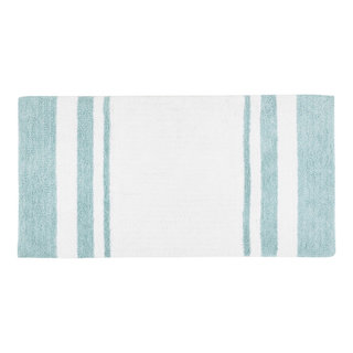 Madison Park Spa Cotton Reversible Bath Rug, Aqua - Beach Style - Bath ...