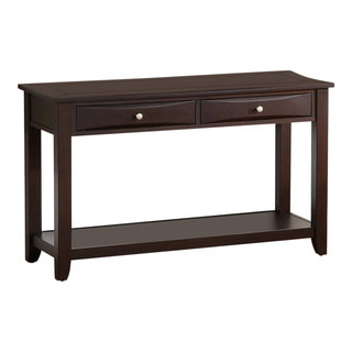 Wooden Console Table With 2 Drawers Brown - Transitional - Console ...