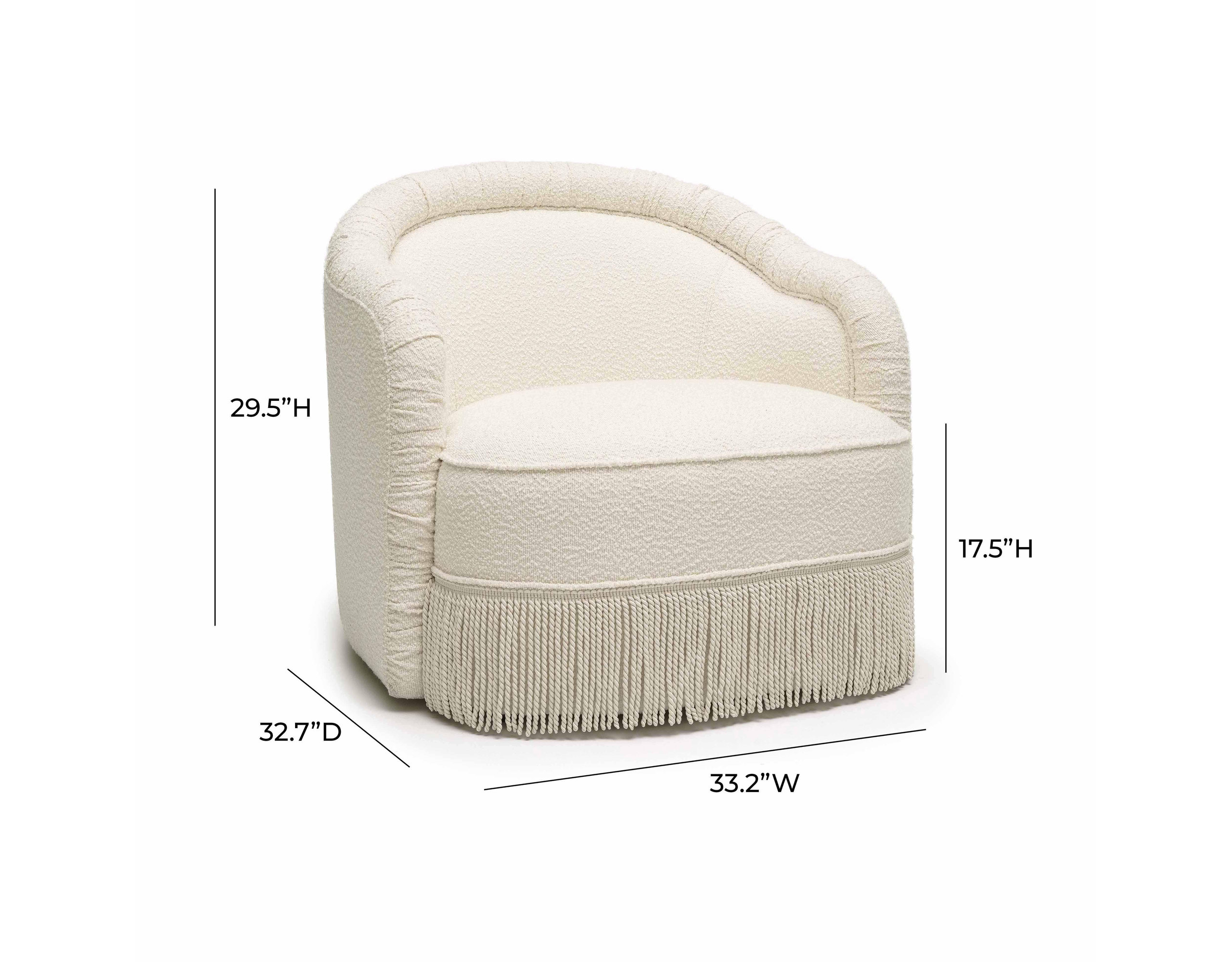 Pamela Cream Boucle Tassel Lounge Chair Cream - Traditional - Armchairs ...