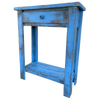 Small Accent Table With Drawer, Blue - Farmhouse - Side Tables And End ...