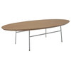 LeisureMod Rossmore Oval Coffee Table With White Steel Frame ...