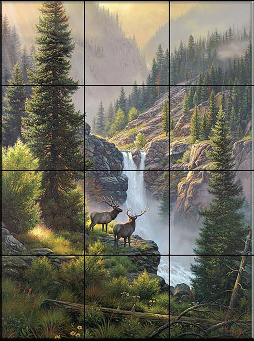 Tile Mural, Rivals In The Mist, Mk by Mark Keathly, 18" x 24" (12 Tiles ...