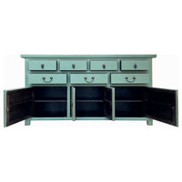 Chinese Turquoise Blue 7 Drawers Sideboard Buffet Credenza Table ...