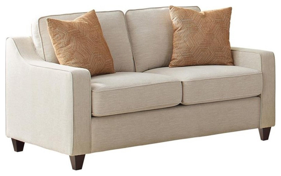 Coaster Christine Chenille Upholstered Cushion Back Loveseat Beige ...