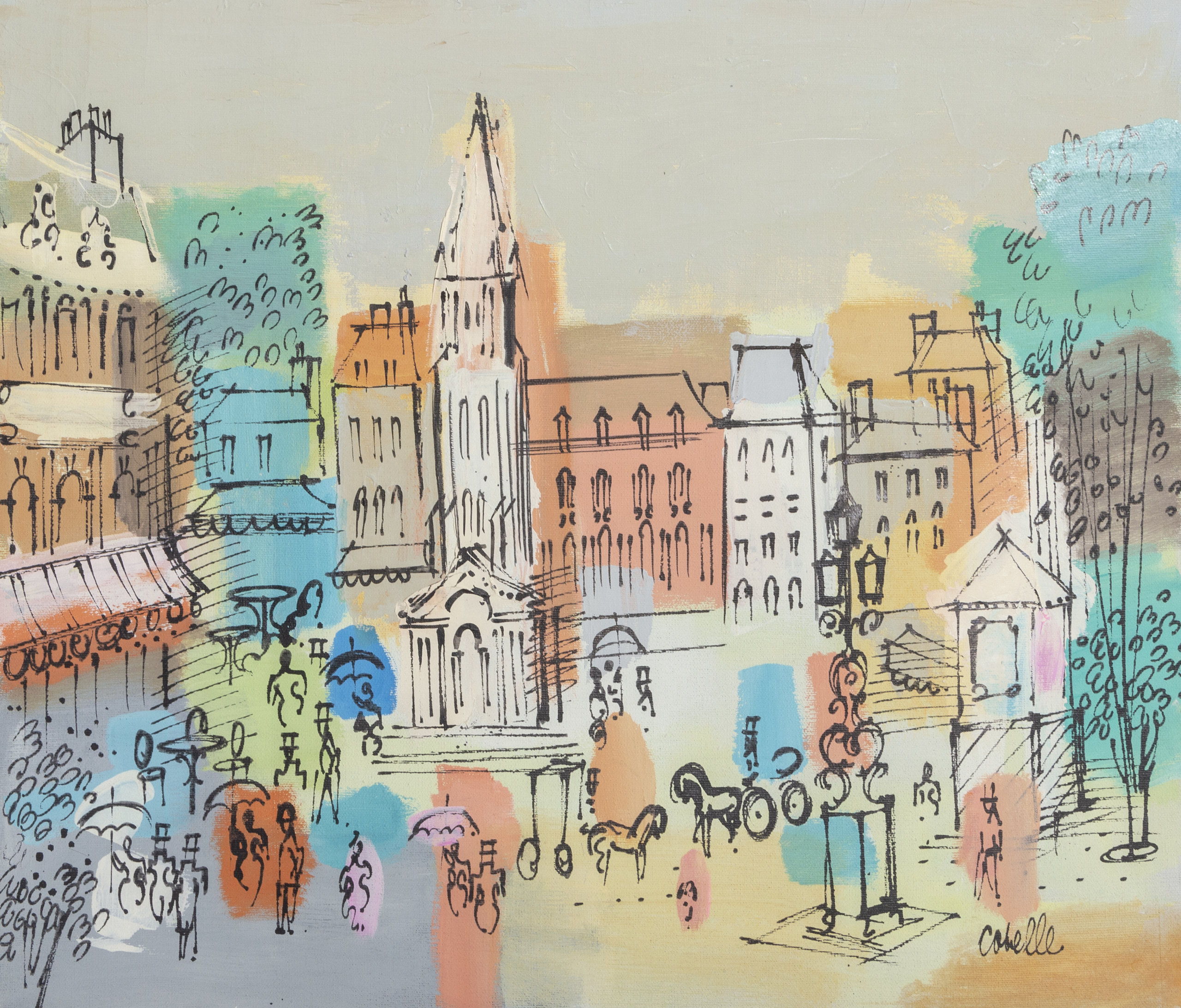 Paris City Center, Charles Cobelle, 20x24 - Contemporary - Paintings ...
