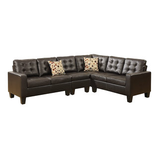 Leather 4 Piece Left or Right Hand Reversible Sectional Set in Espresso ...