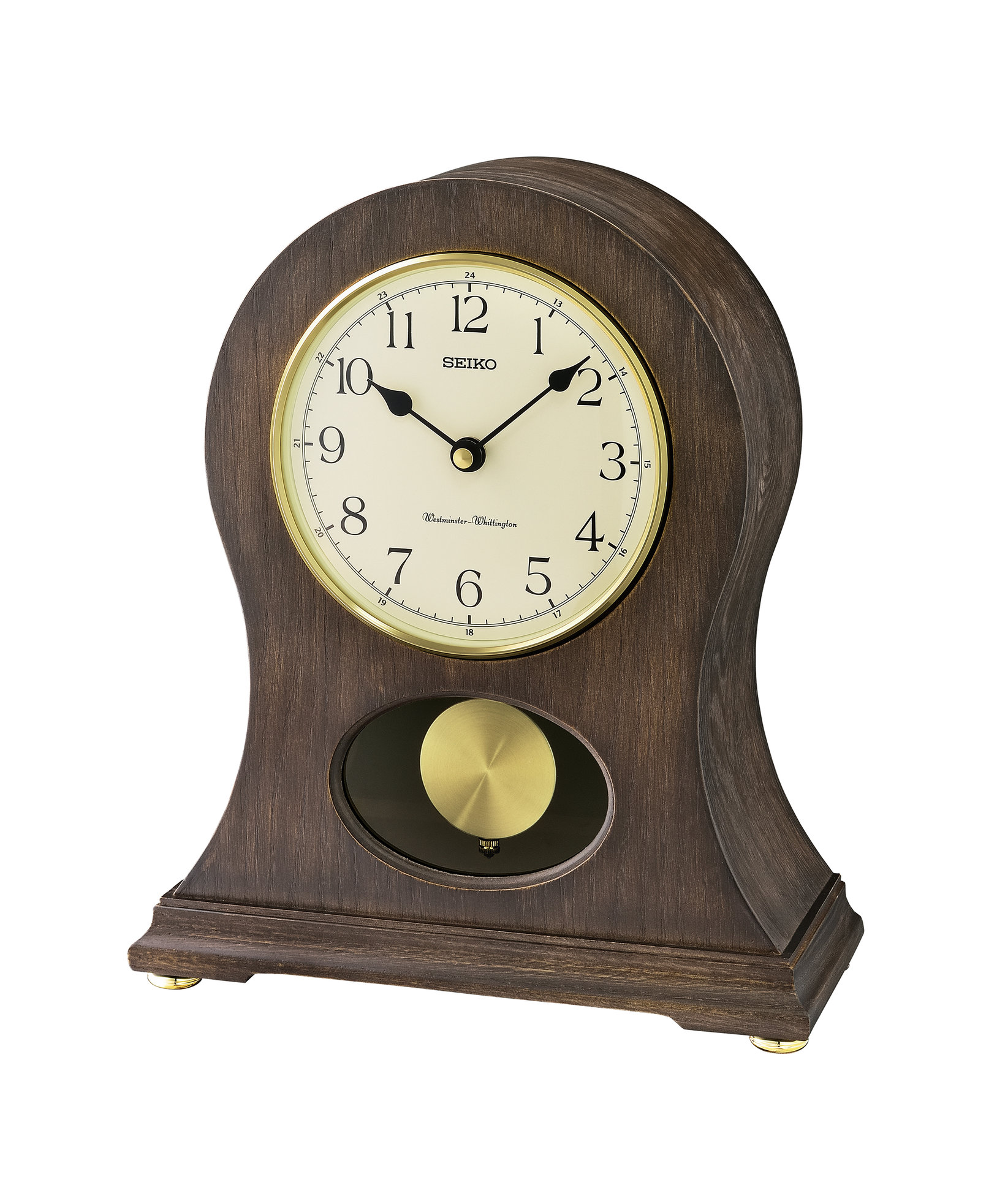 Tai Dark Brown Oak Veneer Dual Chime Mantel Clock - Transitional - Desk ...