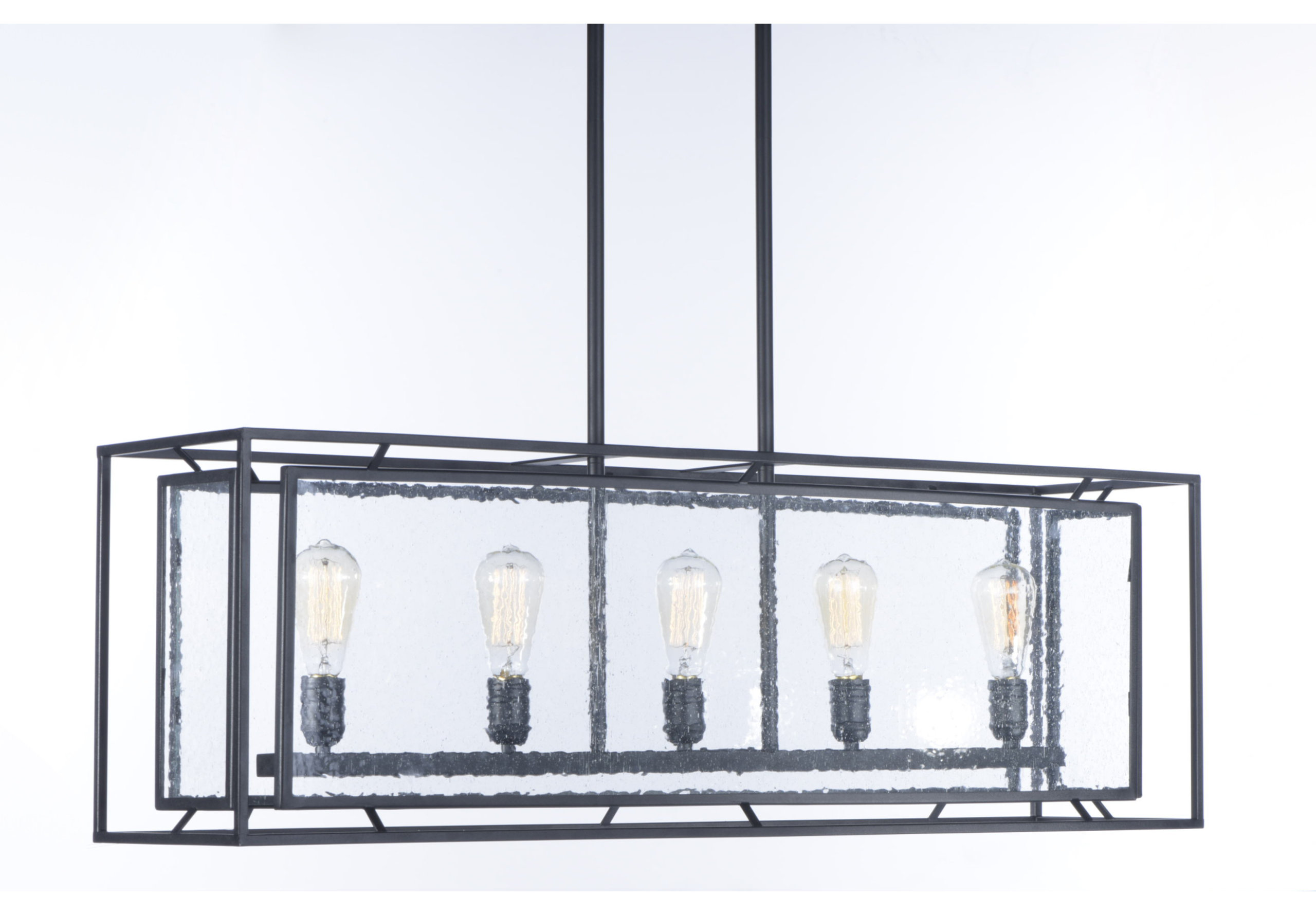 Maxim 21677 Era 5 Light 43" Seedy Glass Linear Cage Chandelier ...