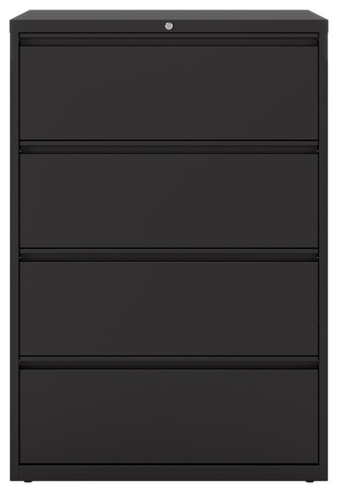 Pemberly Row 36" Wide 4 Drawer Metal Lateral File Cabinet - Black - 2 ...