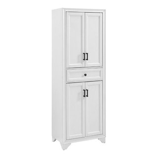 Pemberly Row 4-Door Traditional Wood Pantry in Distressed White ...