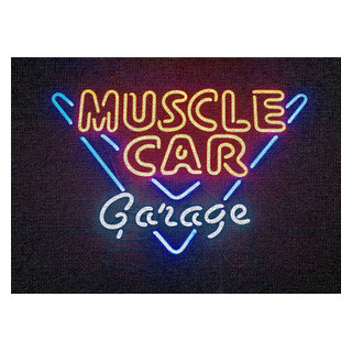 Muscle Car Garage Area Rug, 5'0"x7'0" - Contemporary - Novelty Rugs ...