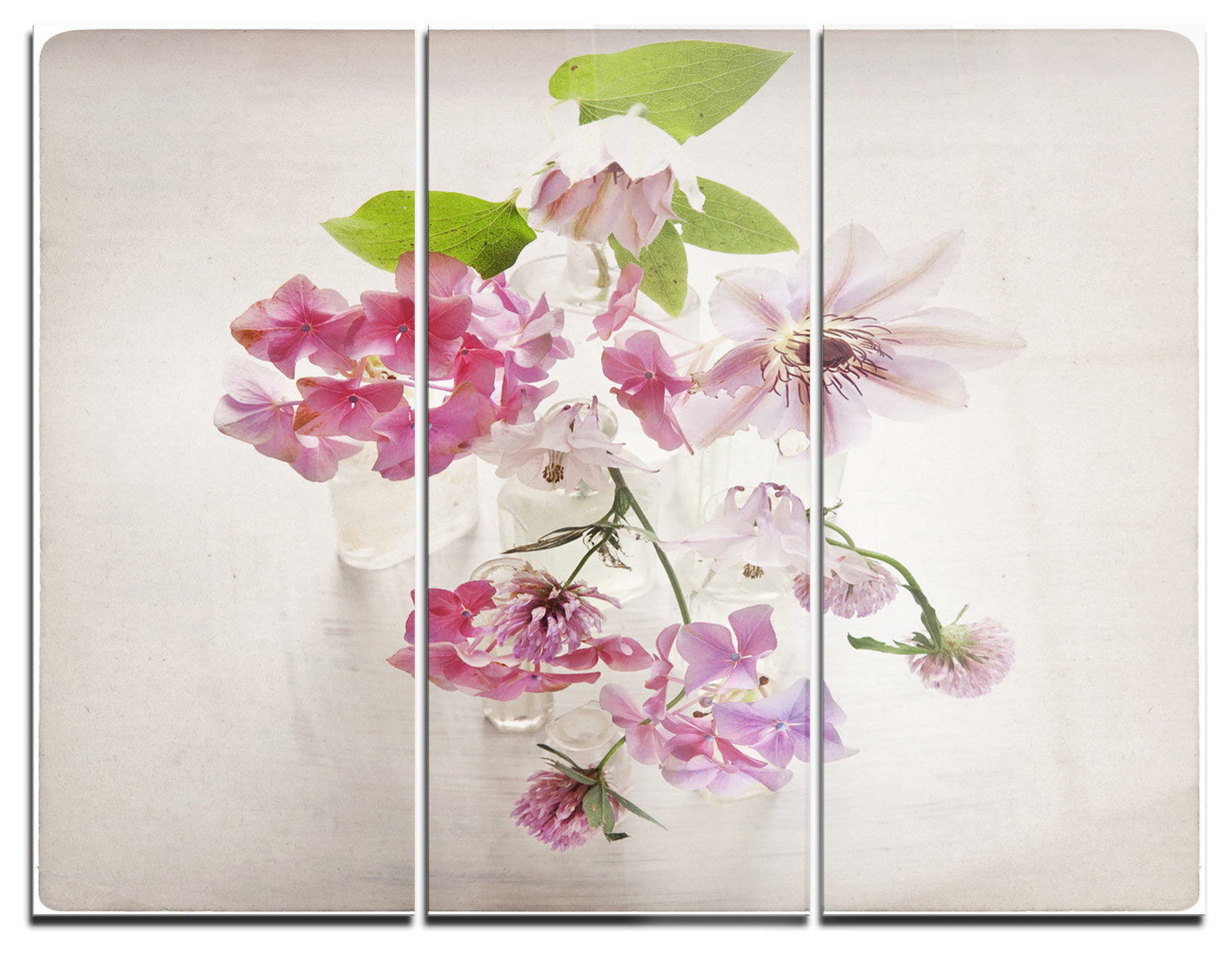 "Vintage Pink Flowers" Metal Wall Art, 3 Panels, 36"x28", 36"x28" 3 ...