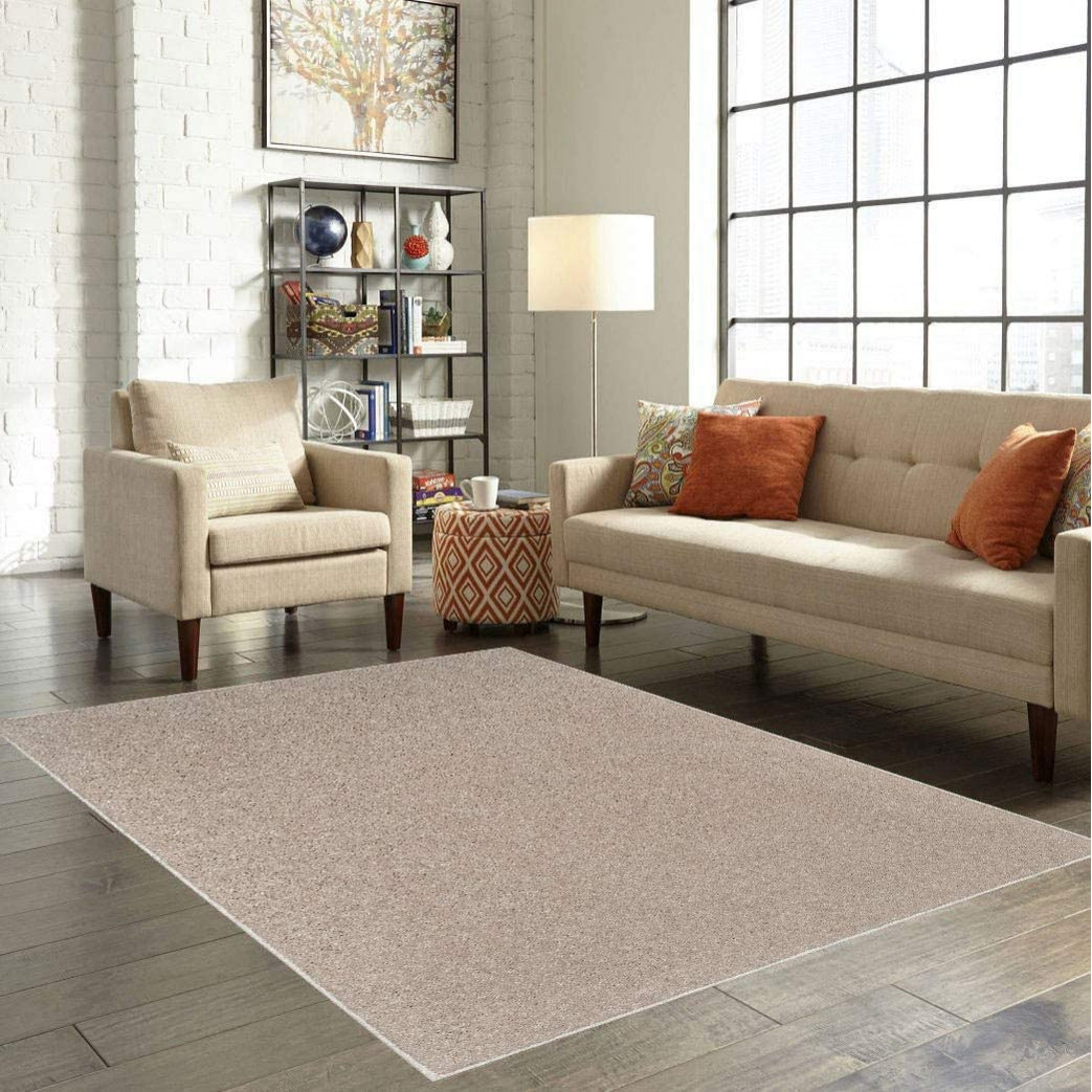 Color World Collection Way Solid Color Area Rugs, Beige, 18" x 18 ...