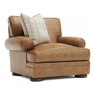 Bernhardt Harrison Leather Chair, 42" W x 41" D x 37.5" H - Traditional ...