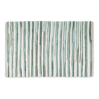 Aqua Slim Stripe Cotton Chindi Rug 4X6Ft - Contemporary - Area Rugs ...
