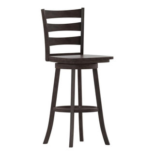 Liesel Ladderback Swivel Bar Height Barstool with Solid Wood Seat ...
