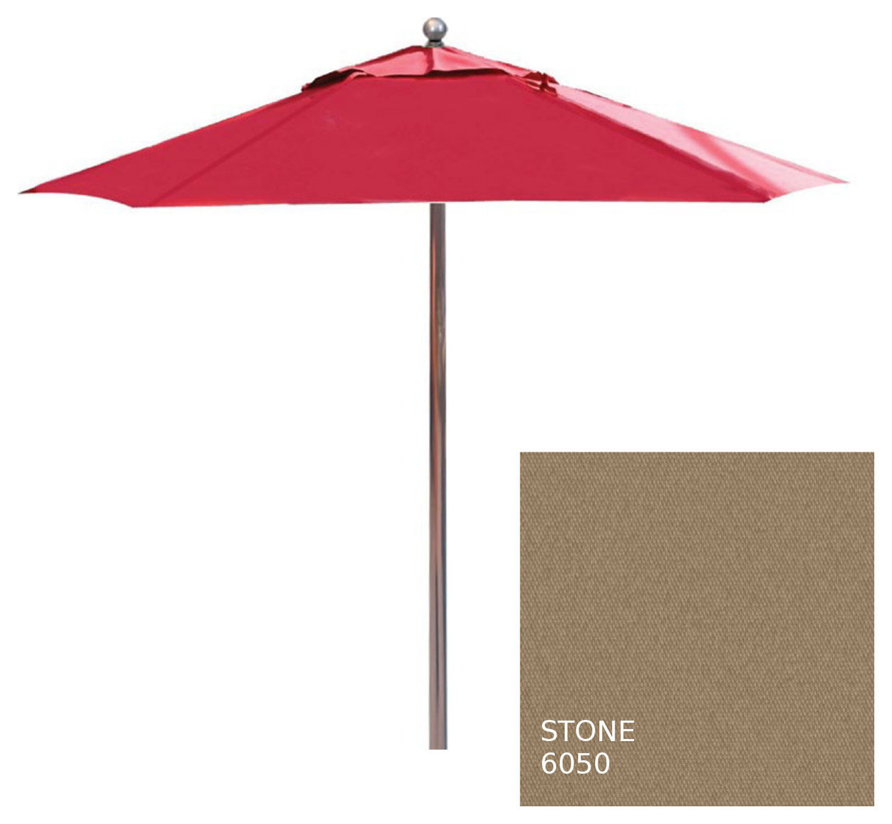 South Beach 6 Rib .750 11' Hexagon Market Umbrella, Stone ...
