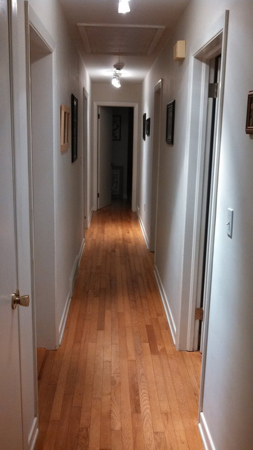 Need help with long, narrow, white hallway!