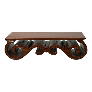 6.5" Light Brown Scroll Leg Rectangular Wood Display Stand Easel ...