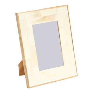 Sahara White Bone Frame With Bamboo Frame, 5"x7" - Transitional ...