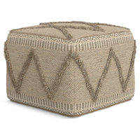 Sweeney Square Pouf, Brown Handloom Woven Pattern - Scandinavian - Floor Pillows And Poufs - by ...