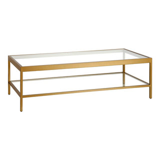 Alexis 54'' Wide Rectangular Coffee Table in Brass - Contemporary ...