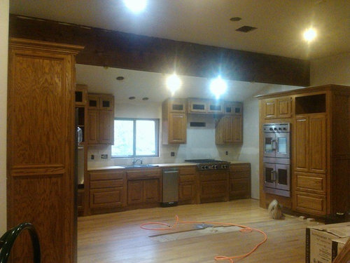 partial reveal half finished kitchen