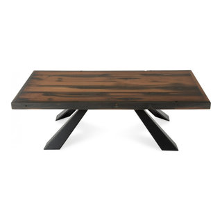Wood and Metal Coffee Table with Diagonal Legs, Brown and Black ...