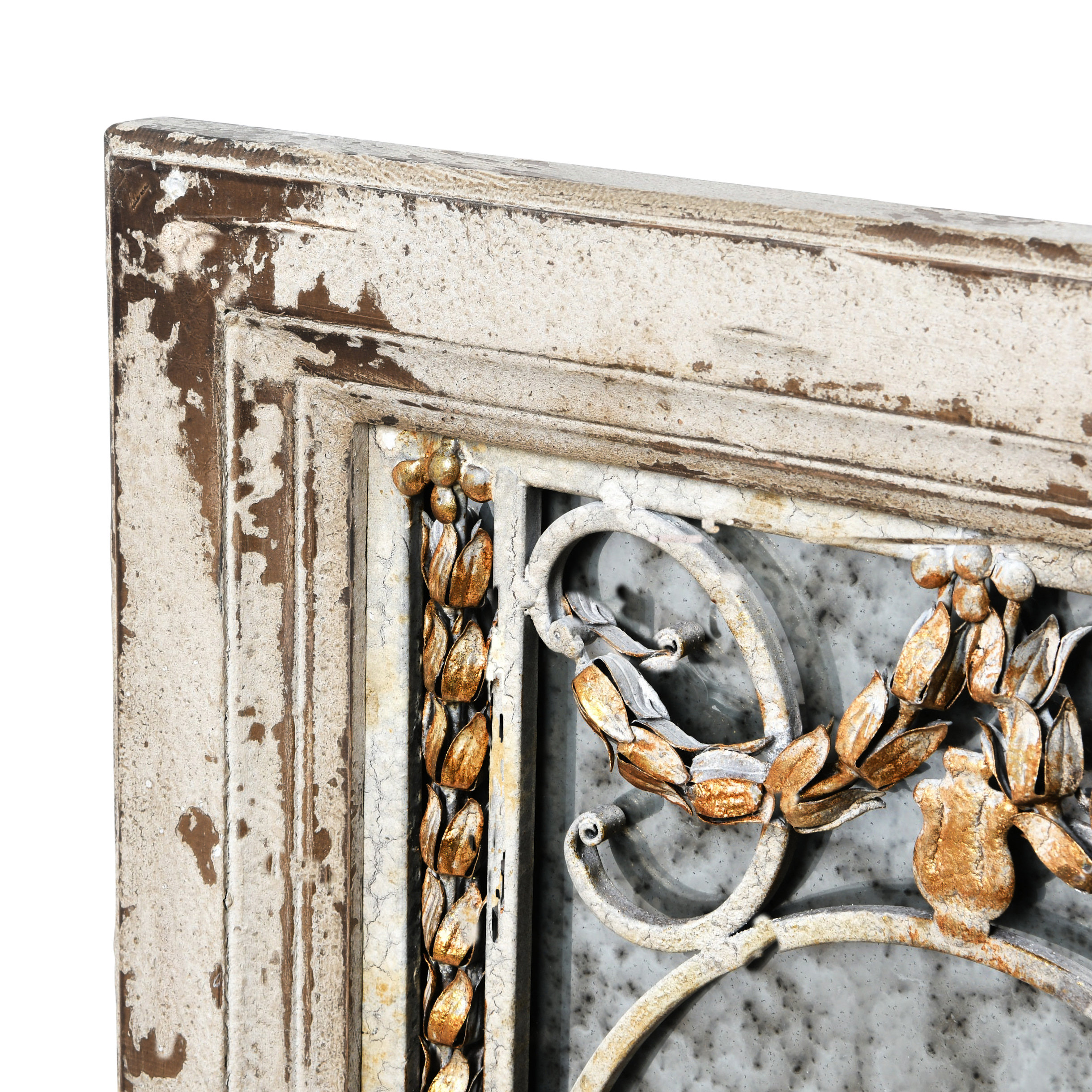 Antique Wood Framed Wall Mirror With Metal Accents, Silver - French ...