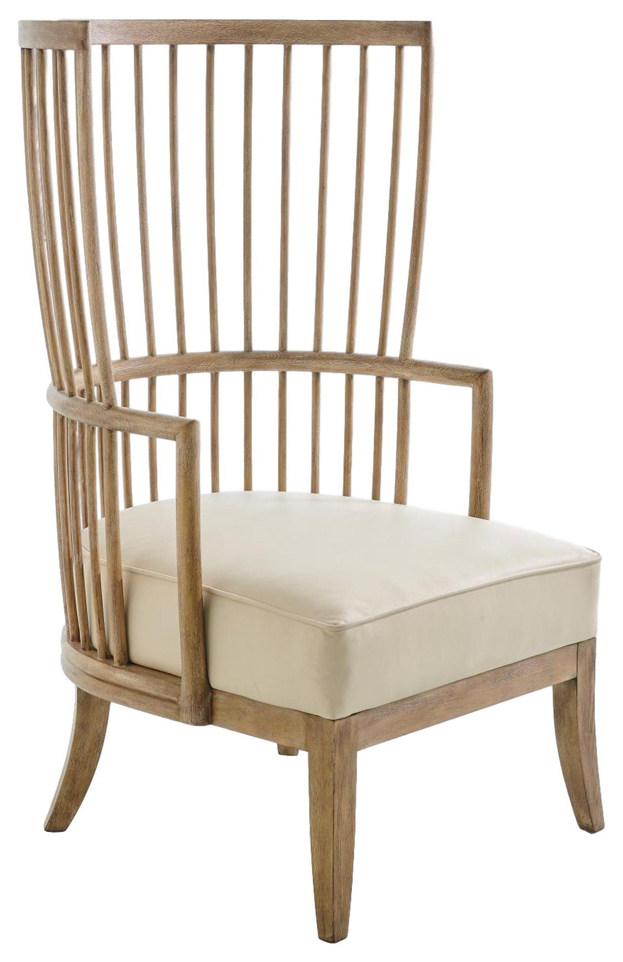 Elegant Classic Shaker Wood Leather Wing Chair, Spindle Beige ...