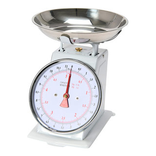 Metal and Stainless Steel Kitchen Scale with Removable Tray, White ...
