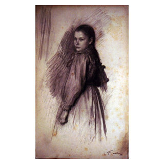 Emile Friant Young Girl Wall Decal, 18x27 - Contemporary - Wall Decals ...