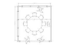 What size dining tables work well in a 12x12 dining room? Round, recta