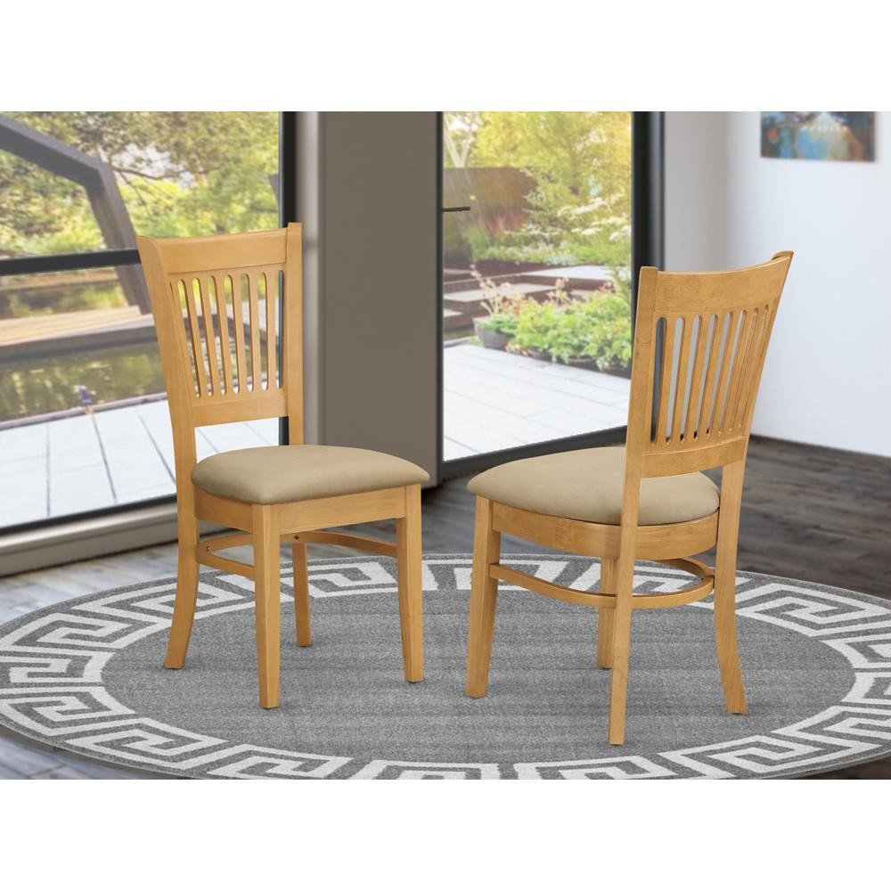 Vancouver Microfiber Upholstered Seat Dining Chairs, Oak Finish, Set of ...