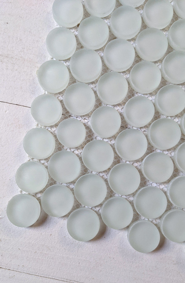 Frosted Aqua Penny Round Glass Mosaic Tile - Contemporary - Tile - by ...